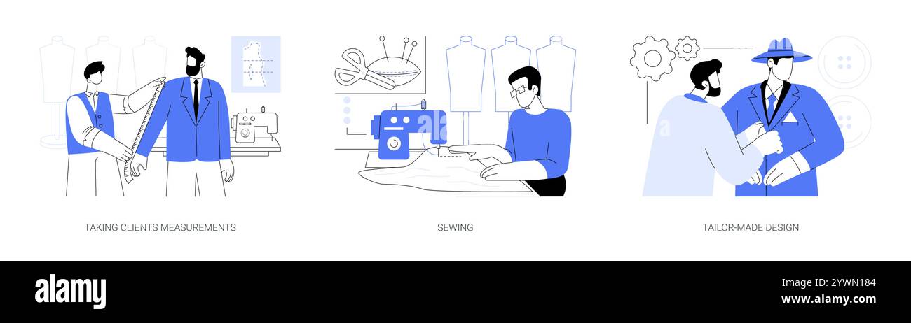 Tailoring isolated cartoon vector illustrations se Stock Vector Image ...