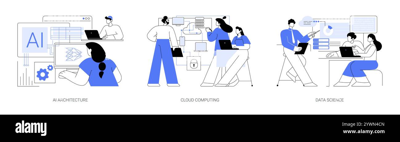 Degree in Computing isolated cartoon vector illustrations se Stock ...