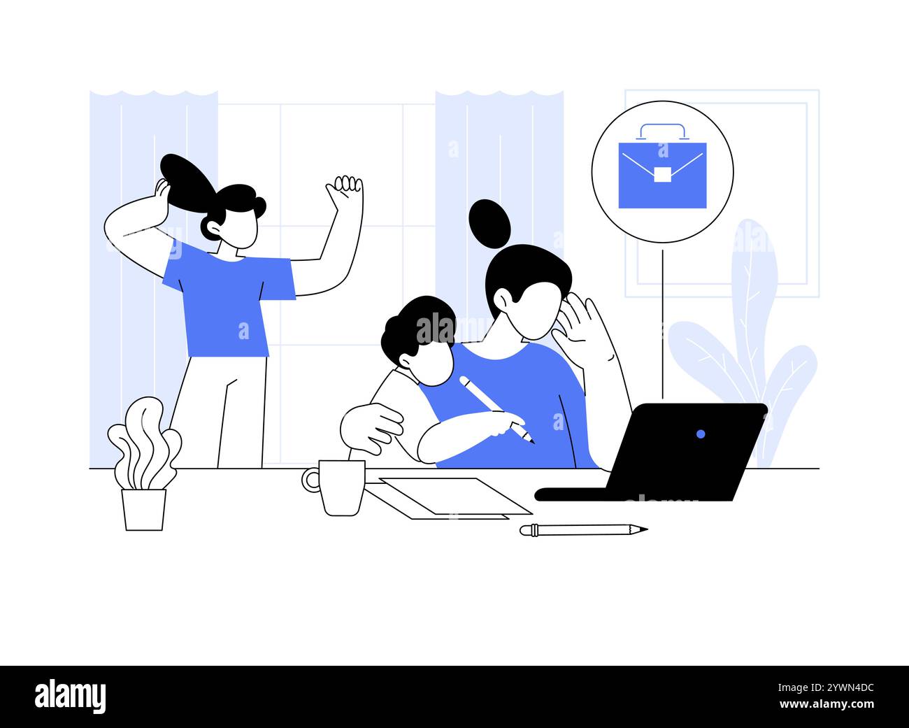 Working with children isolated cartoon vector illustrations Stock ...