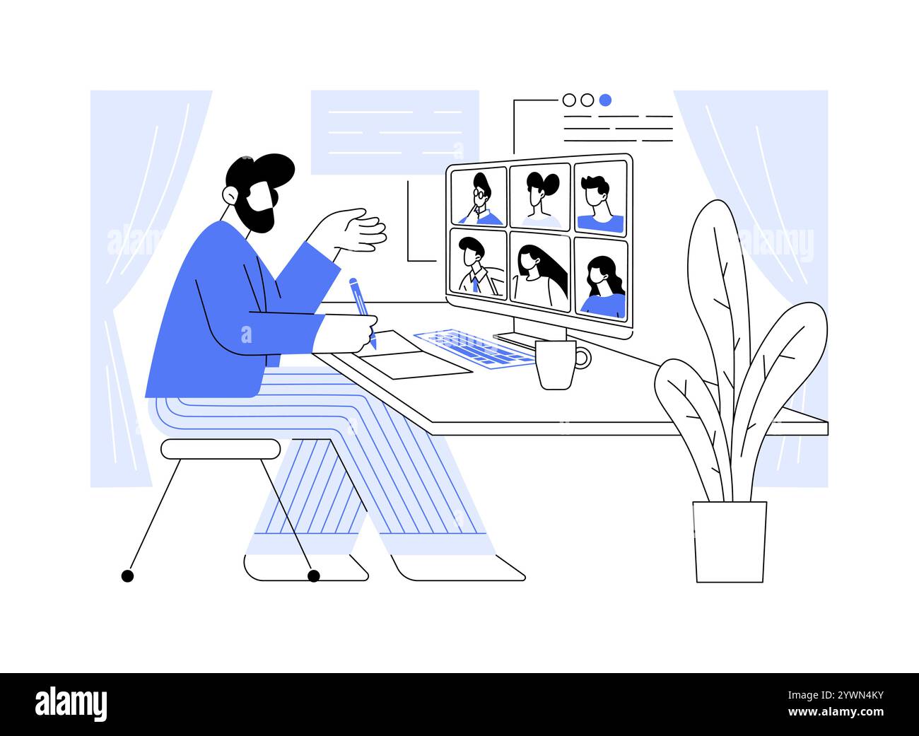 Online meeting isolated cartoon vector illustrations Stock Vector Image ...