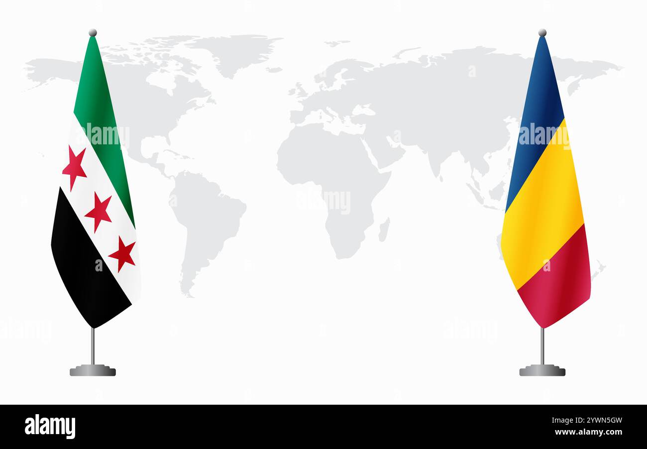 Syrian Revolution and Chad flags for official meeting against ...
