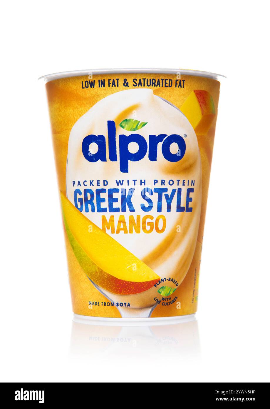LONDON, UK - DECEMBER 10, 2024: Alpro greek style yogurt packed with ...