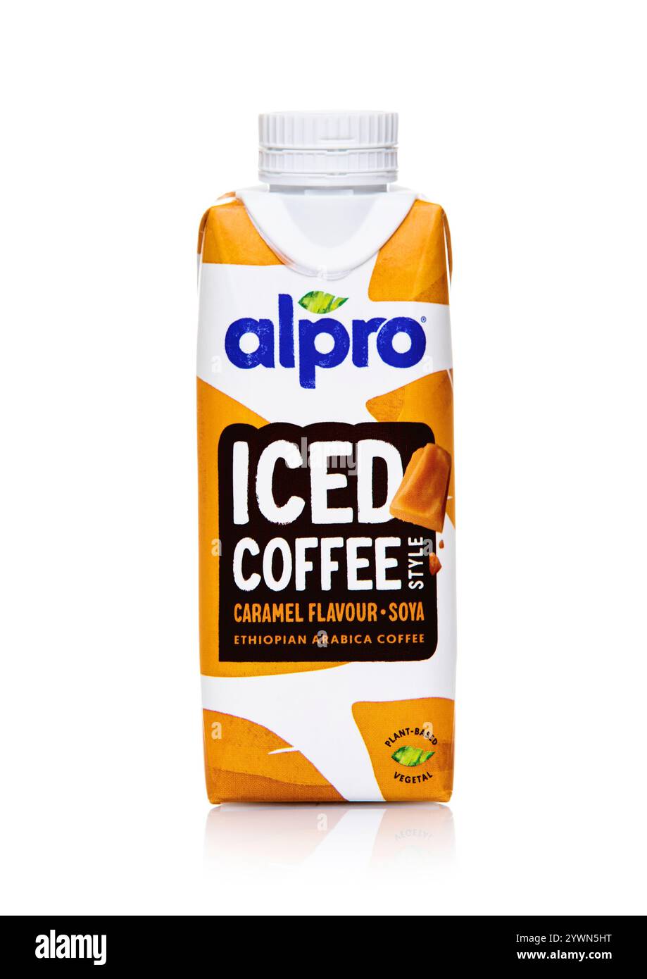 LONDON, UK - DECEMBER 10, 2024: Alpro iced coffee caramel flavour ...
