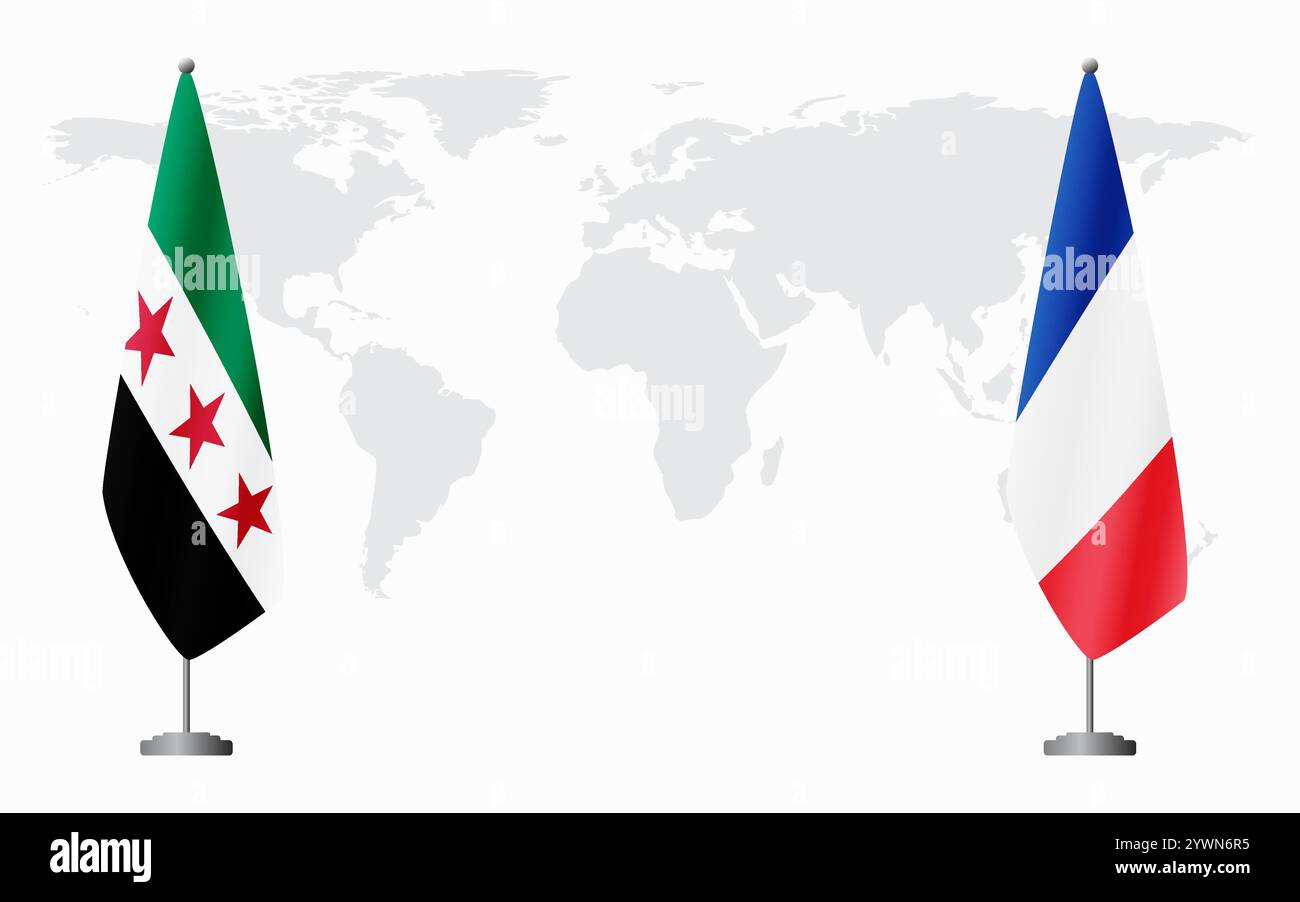 Syrian Revolution and France flags for official meeting against ...