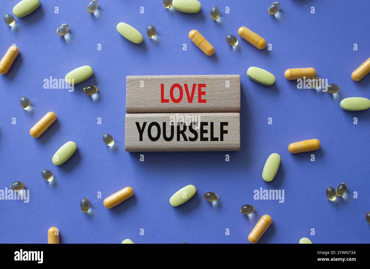 Love Yourself symbol. Concept words Love Yourself on wooden blocks ...