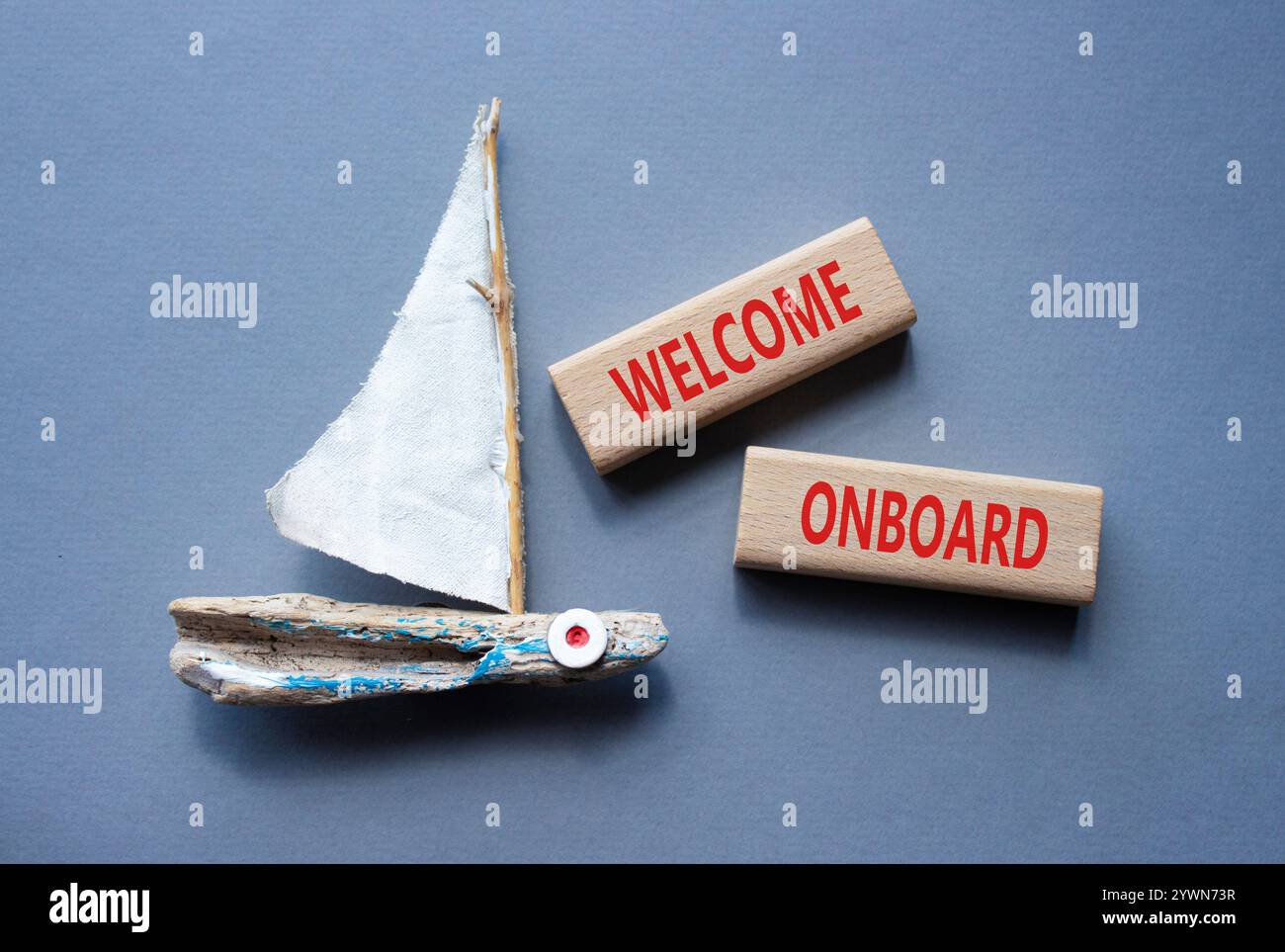 Welcome onboard symbol. Concept words Welcome onboard on wooden blocks ...
