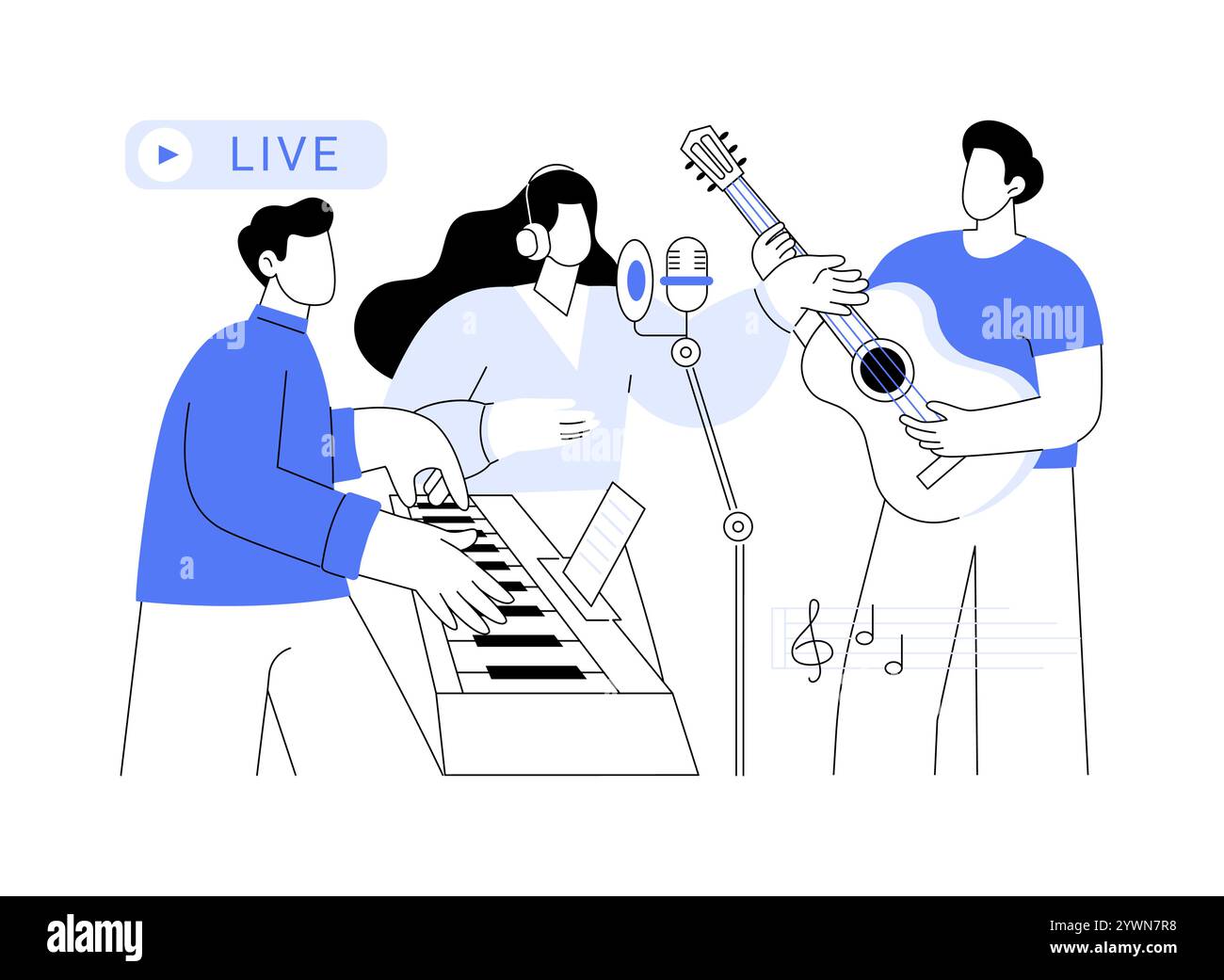 Recording live isolated cartoon vector illustrations Stock Vector Image ...