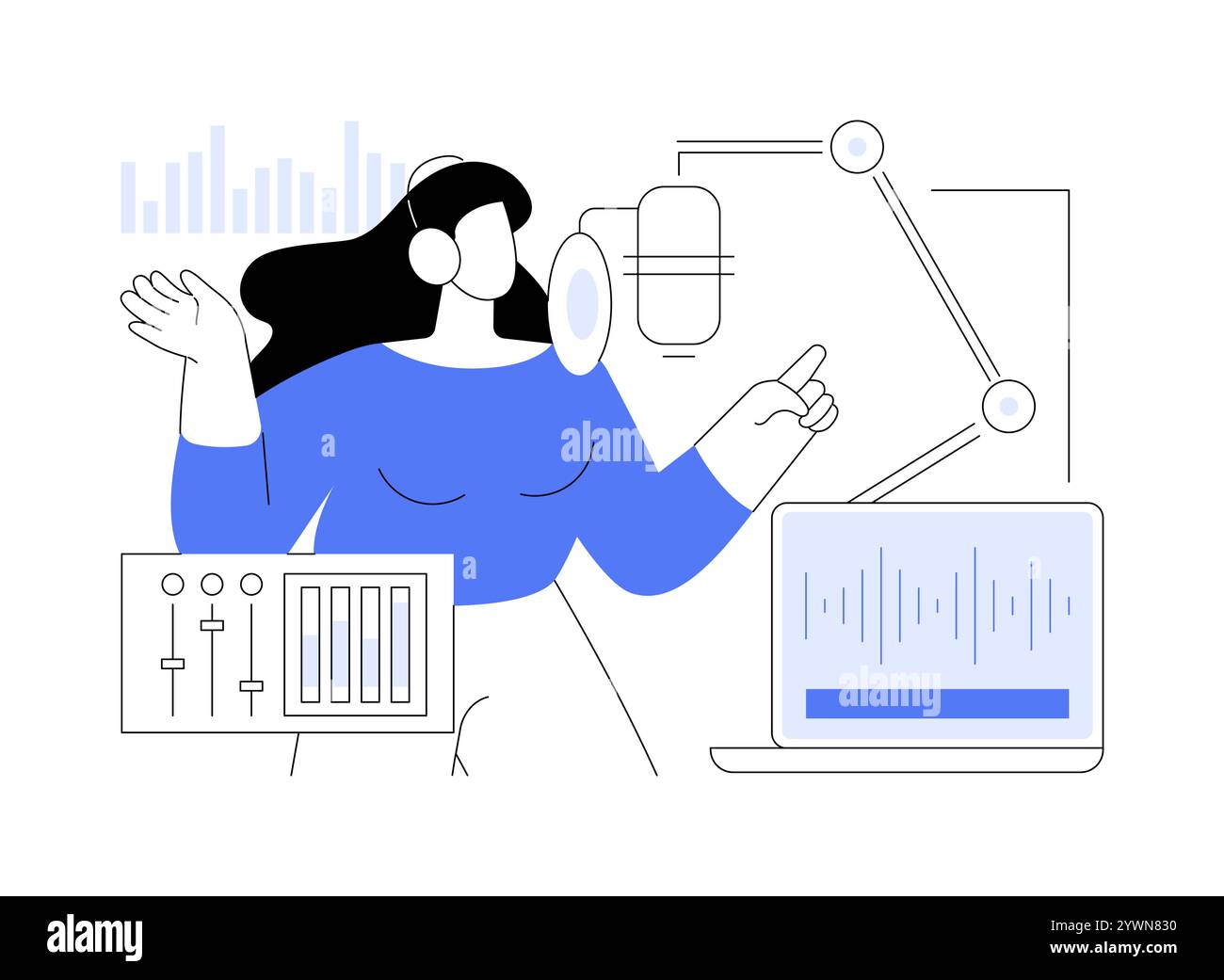 Recording vocal isolated cartoon vector illustrations Stock Vector ...