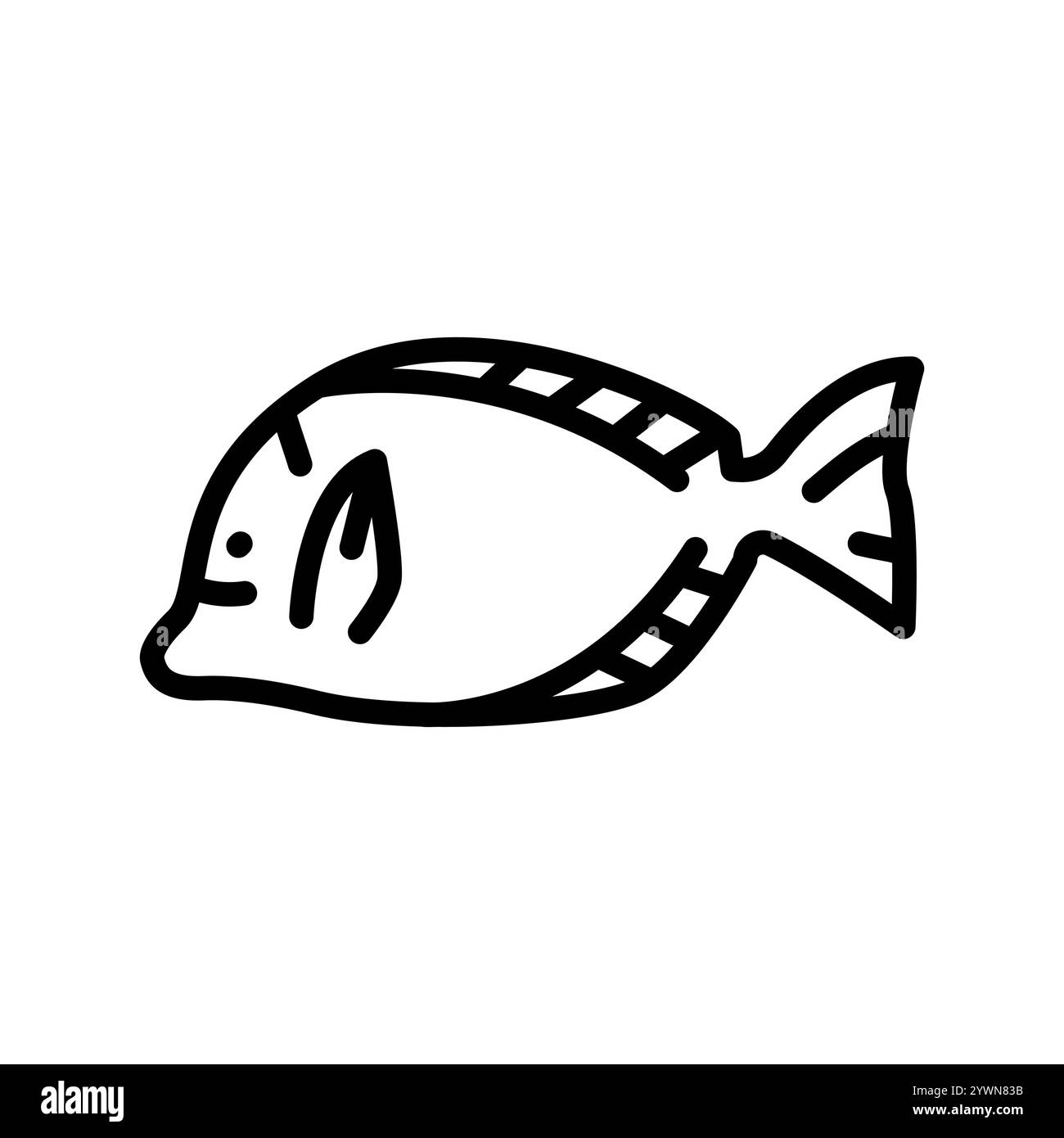 Surgeon (Yellowtail Tang) fish color line icon.Tropical fish. Editable ...