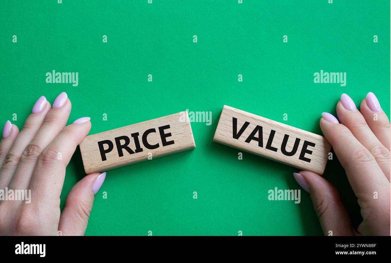 Price and Value symbol. Concept word Price and Value on wooden blocks ...