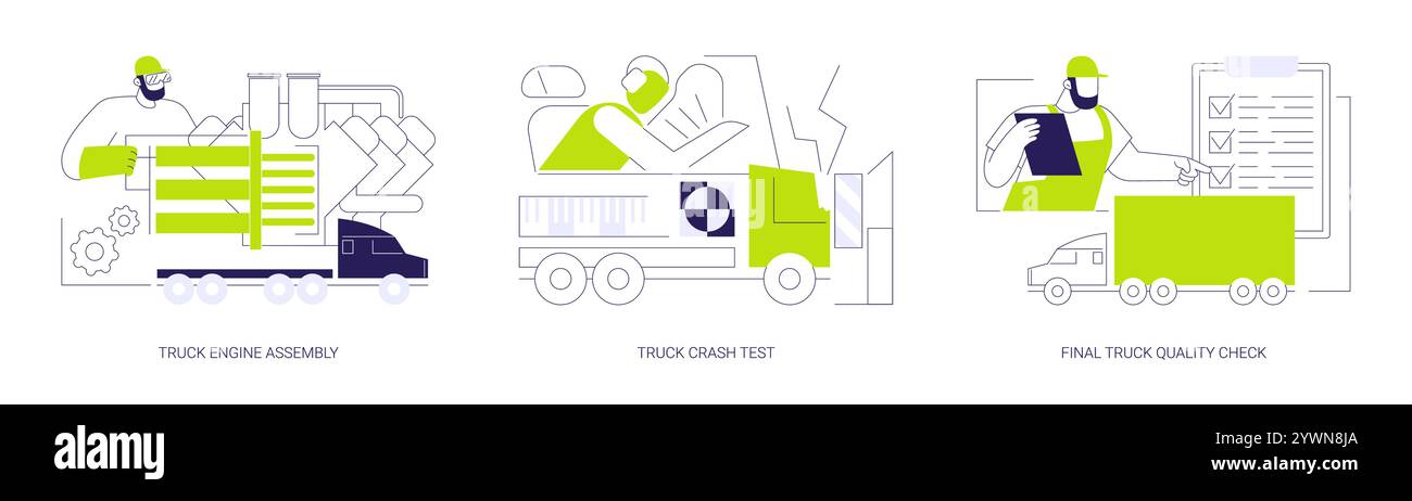 Truck production line abstract concept vector illustrations Stock ...