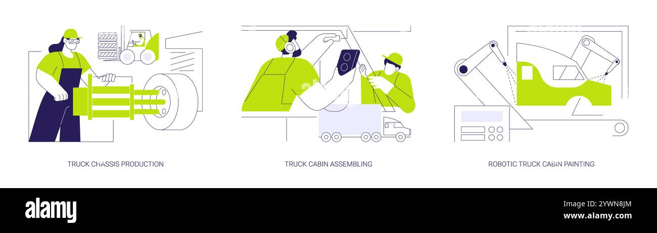 Truck manufacturing abstract concept vector illustrations Stock Vector ...