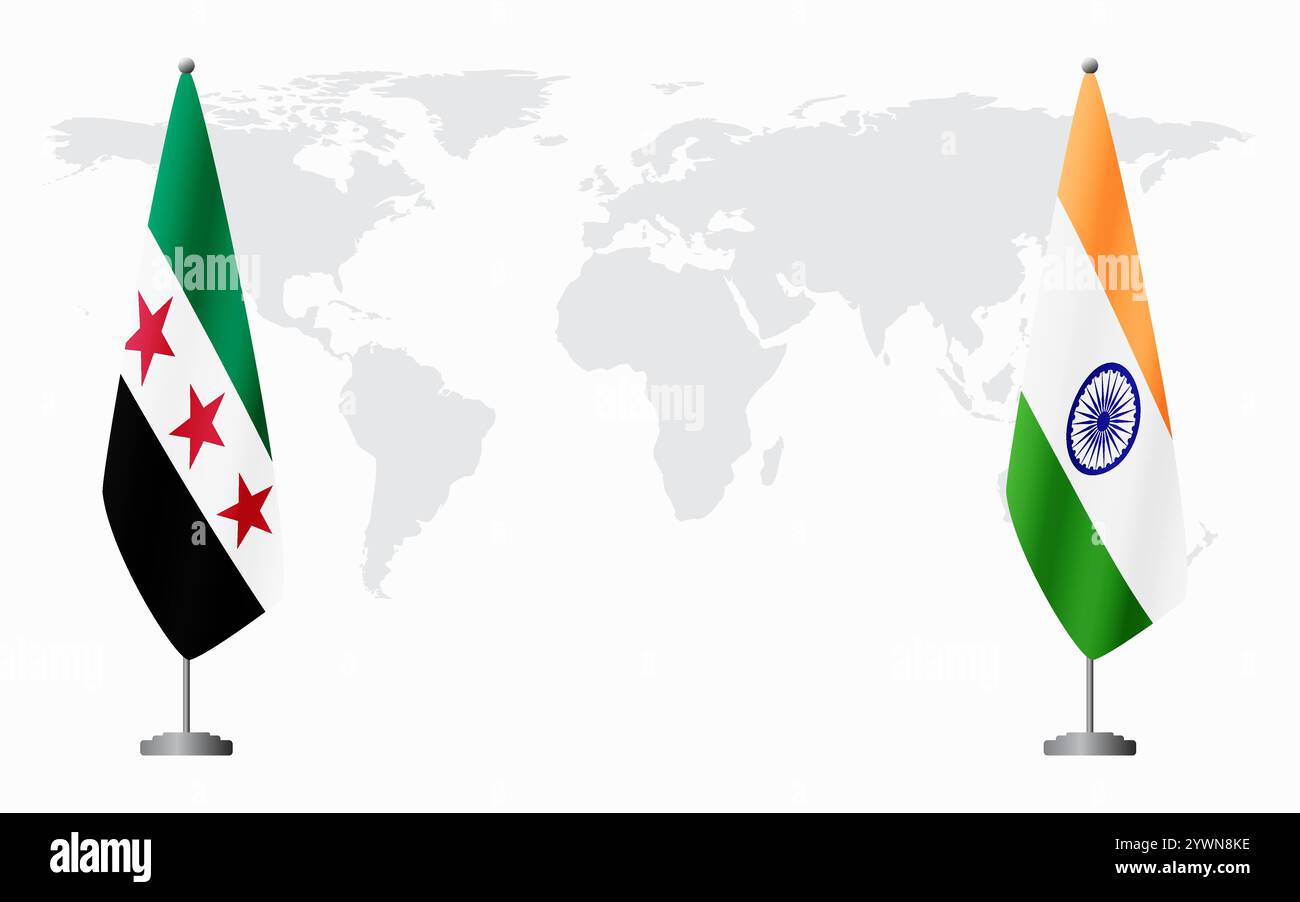 Syrian Revolution and India flags for official meeting against ...