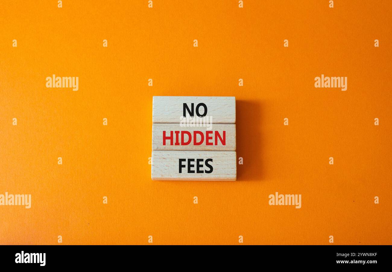 No hidden fees symbol. Concept word No hidden fees on wooden blocks ...