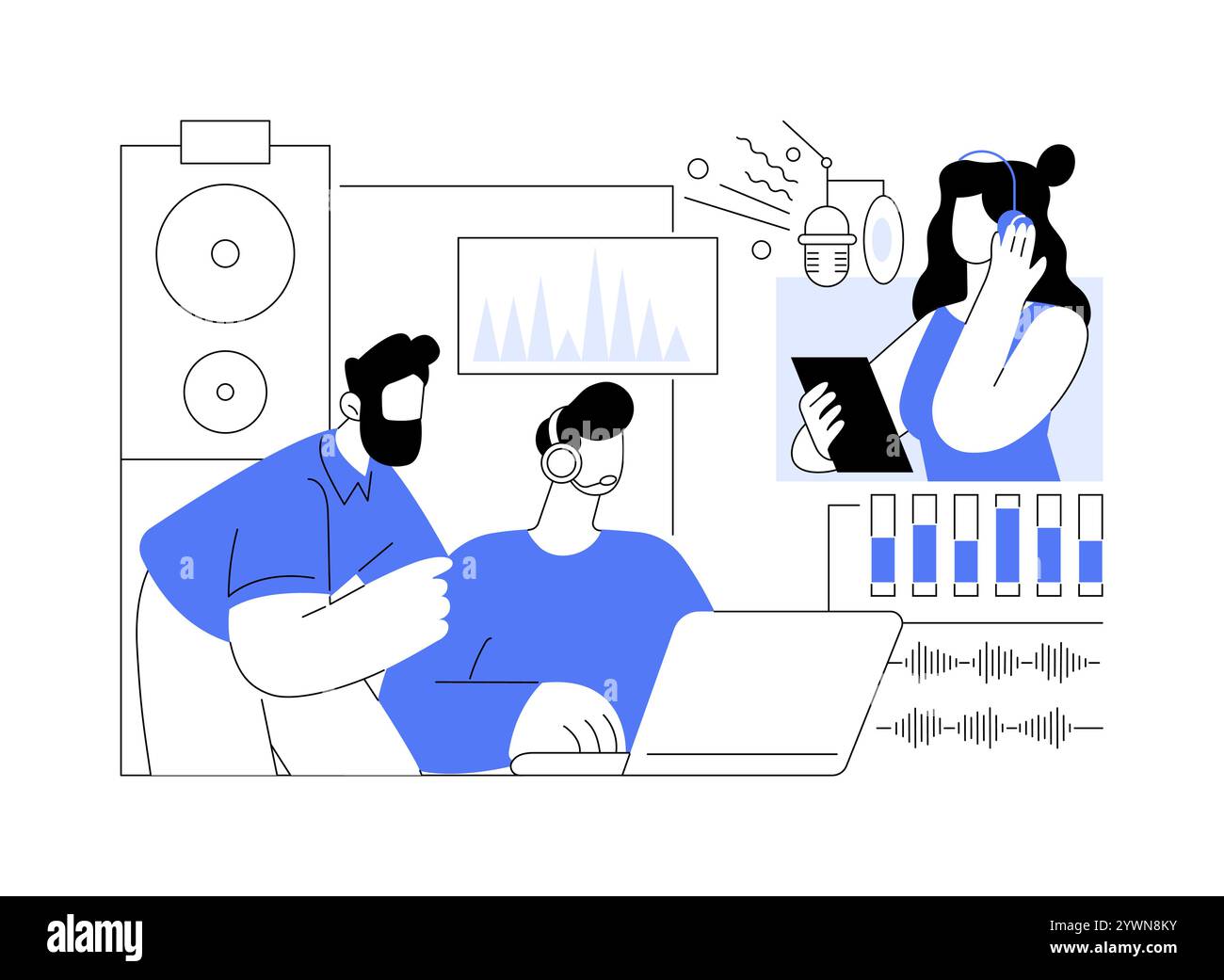 Sound control room isolated cartoon vector illustrations Stock Vector ...