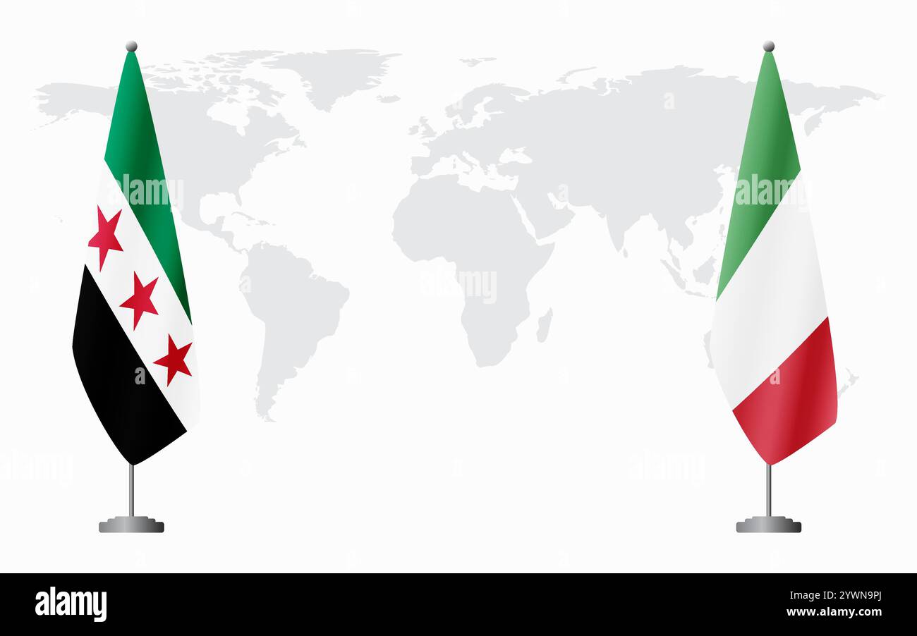 Syrian Revolution and Italy flags for official meeting against ...
