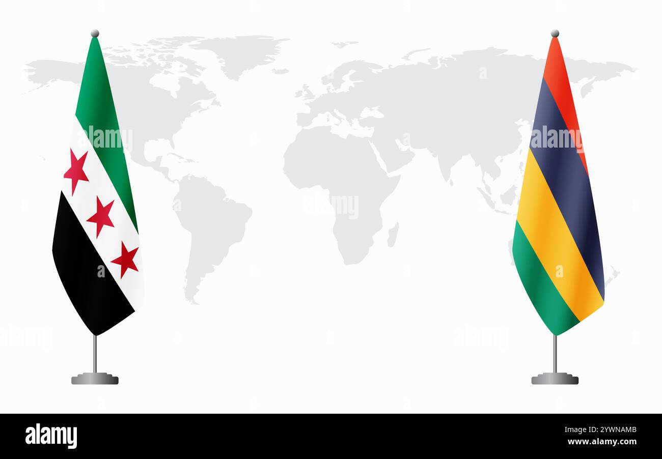 Syrian Revolution and Mauritius flags for official meeting against ...