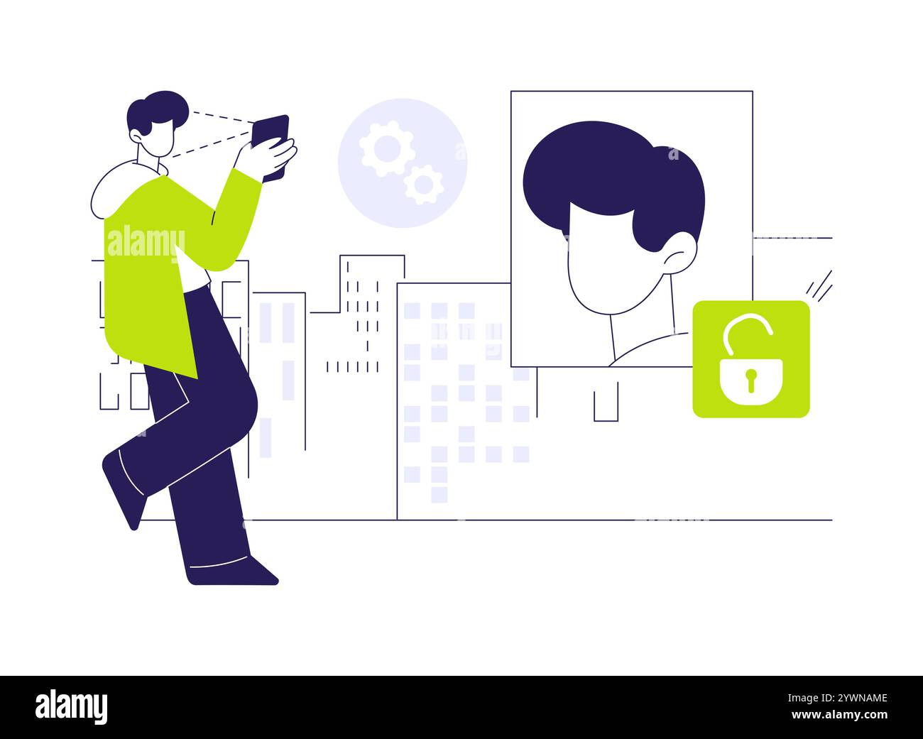 Facial recognition abstract concept vector illustration Stock Vector ...