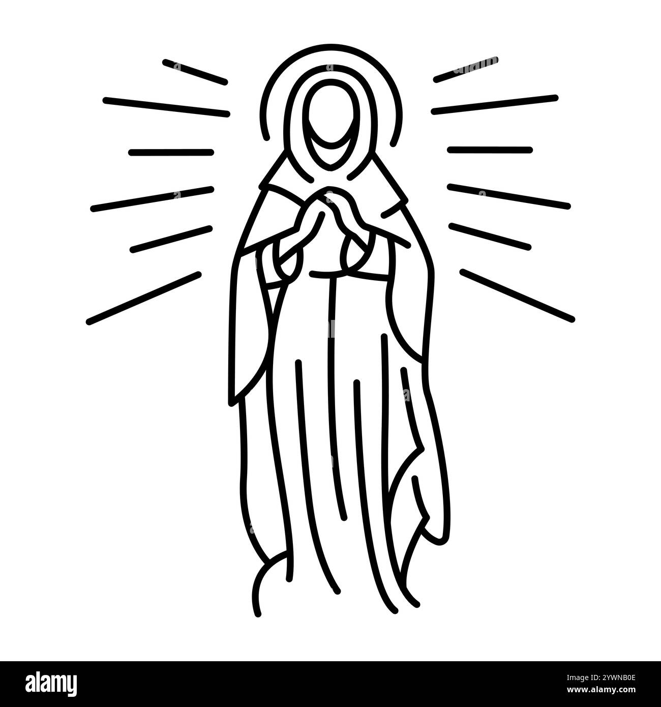 Nativity of the Holy Mother of God black line icon. Christian holiday ...