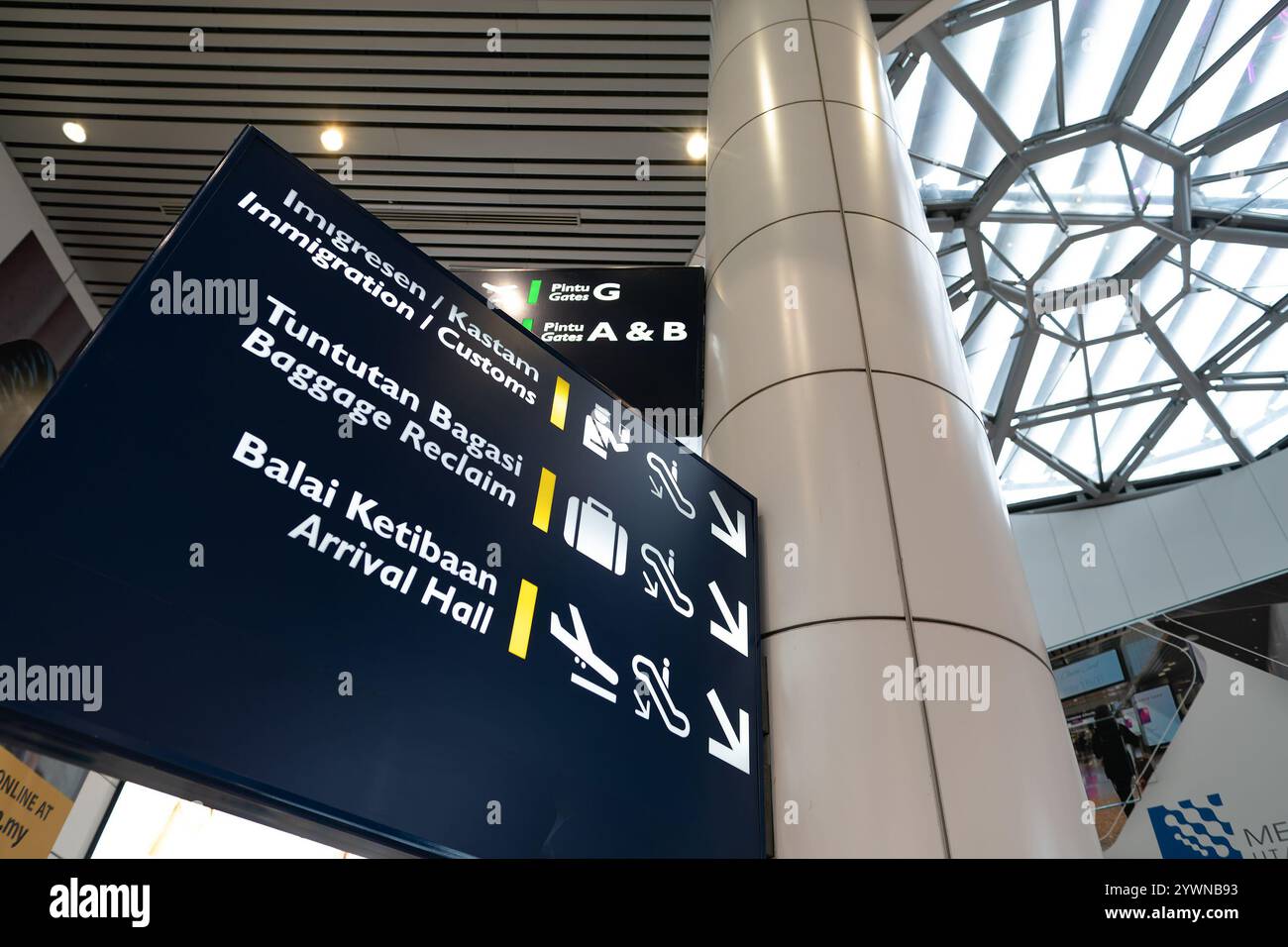 KUALA LUMPUR, MALAYSIA - DECEMBER 03, 2023: sign directing to ...