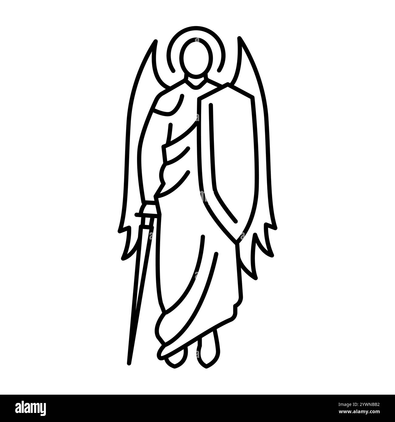 Archangel Michael black line icon. Christian holiday concept. Editable stroke Stock Vector Image ...