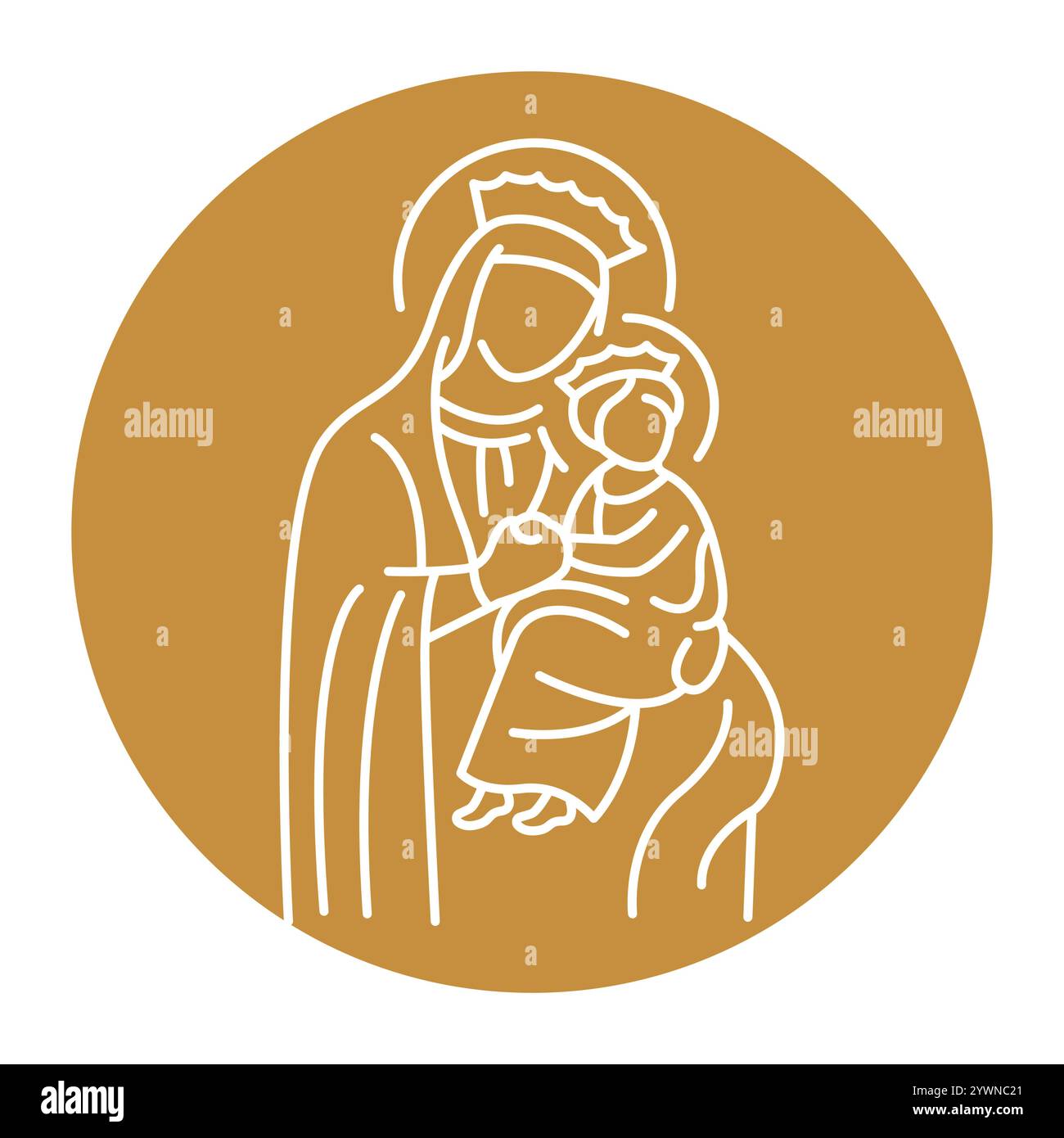 Assumption of the Blessed Virgin Mother of God black line icon ...