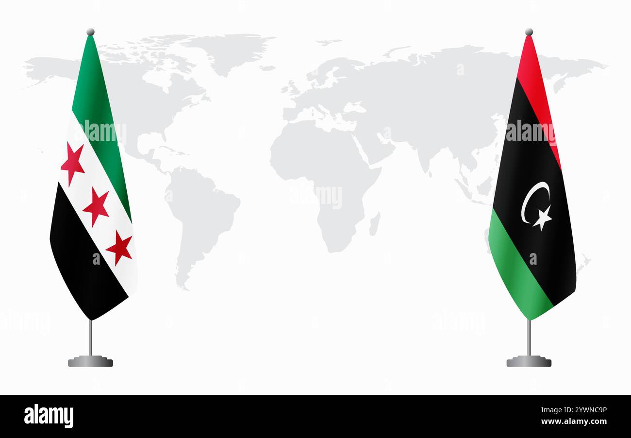 Syrian Revolution and Libya flags for official meeting against ...