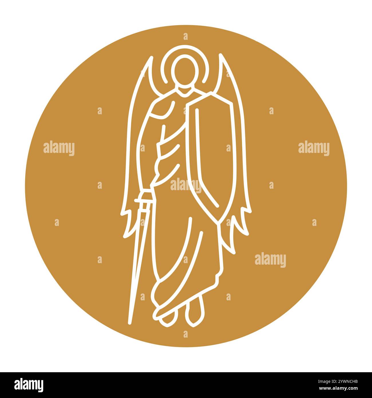 Archangel Michael black line icon. Christian holiday concept. Editable stroke Stock Vector Image ...
