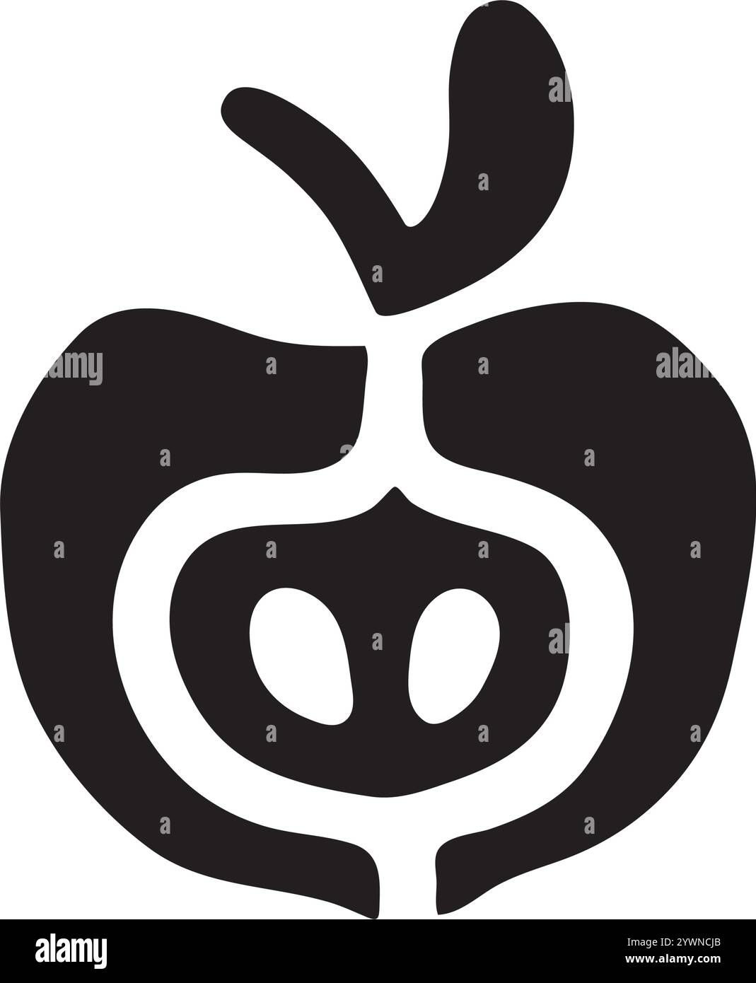 Apple doodle icon or logo, hand drawn in flat style. Isolated on white background. Vector ...