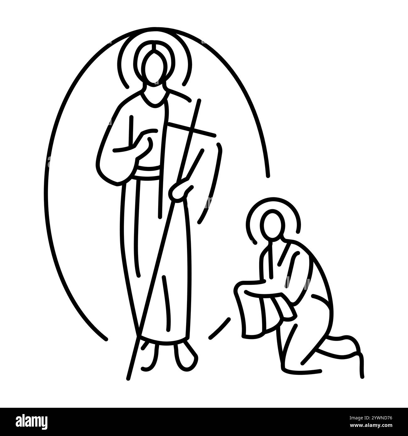 Christian Easter black line icon. Resurrection of Christ concept ...