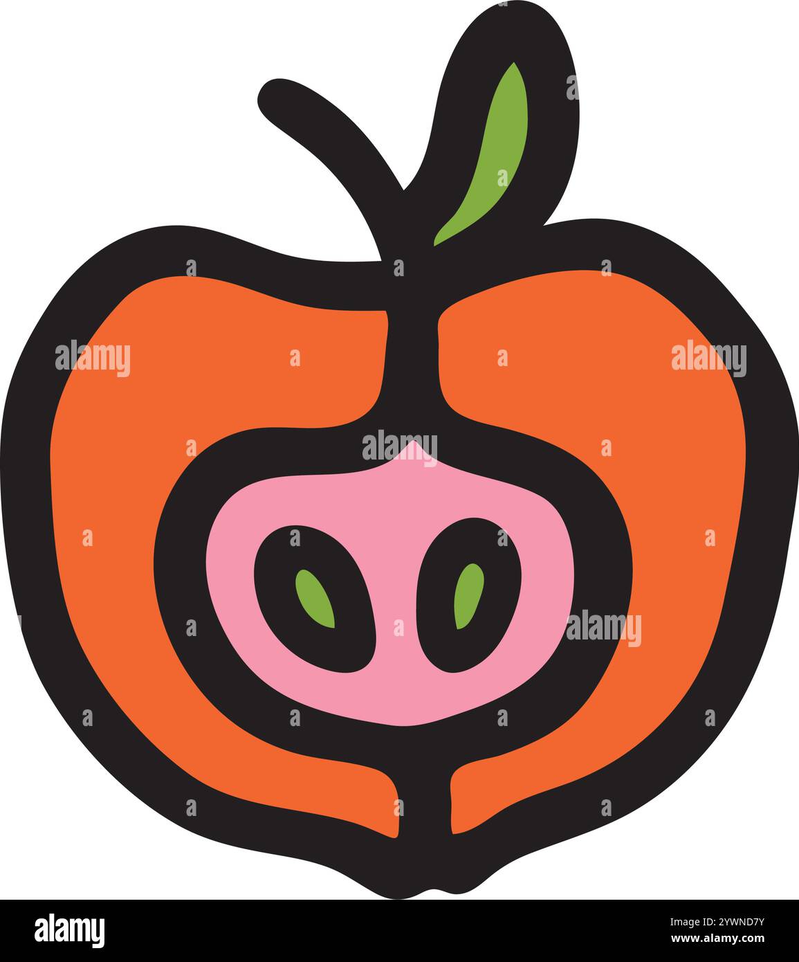 Apple doodle icon or logo, hand drawn with thin line. Isolated on white ...