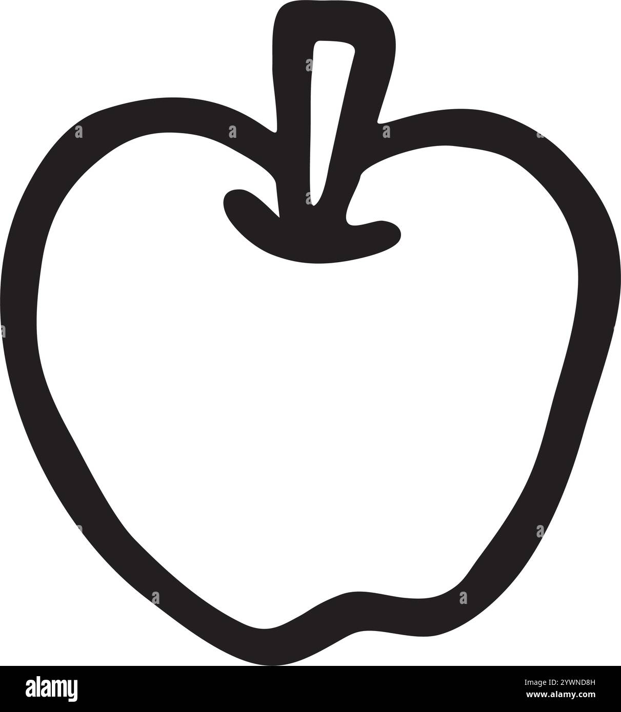 Apple doodle icon hand drawn with black line in freehand style Stock ...