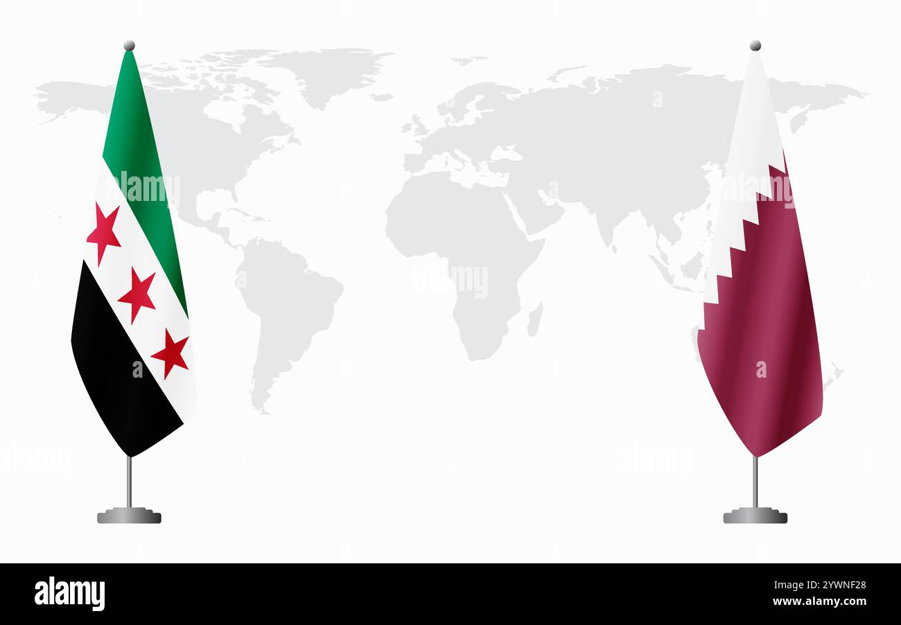 Syrian Revolution and Qatar flags for official meeting against ...