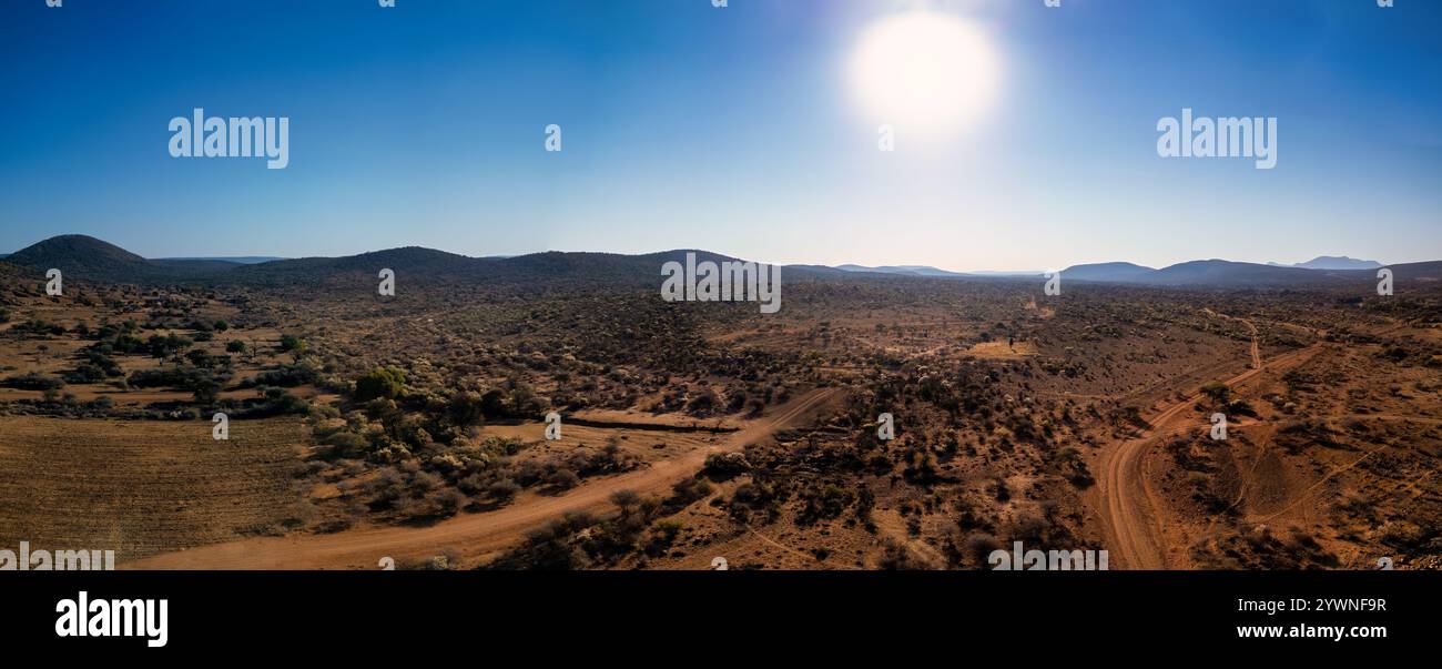 aerial view african landscape , typical Southern african rural area ...