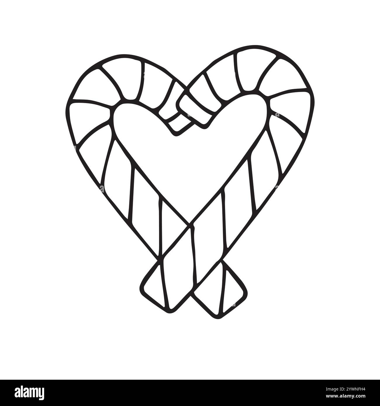 Vector hand drawn sketch doodle outline Christmas candies heart ...
