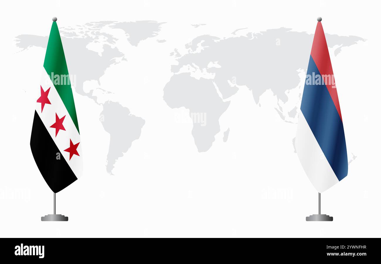 Syrian Revolution and civil Serbia flags for official meeting against ...
