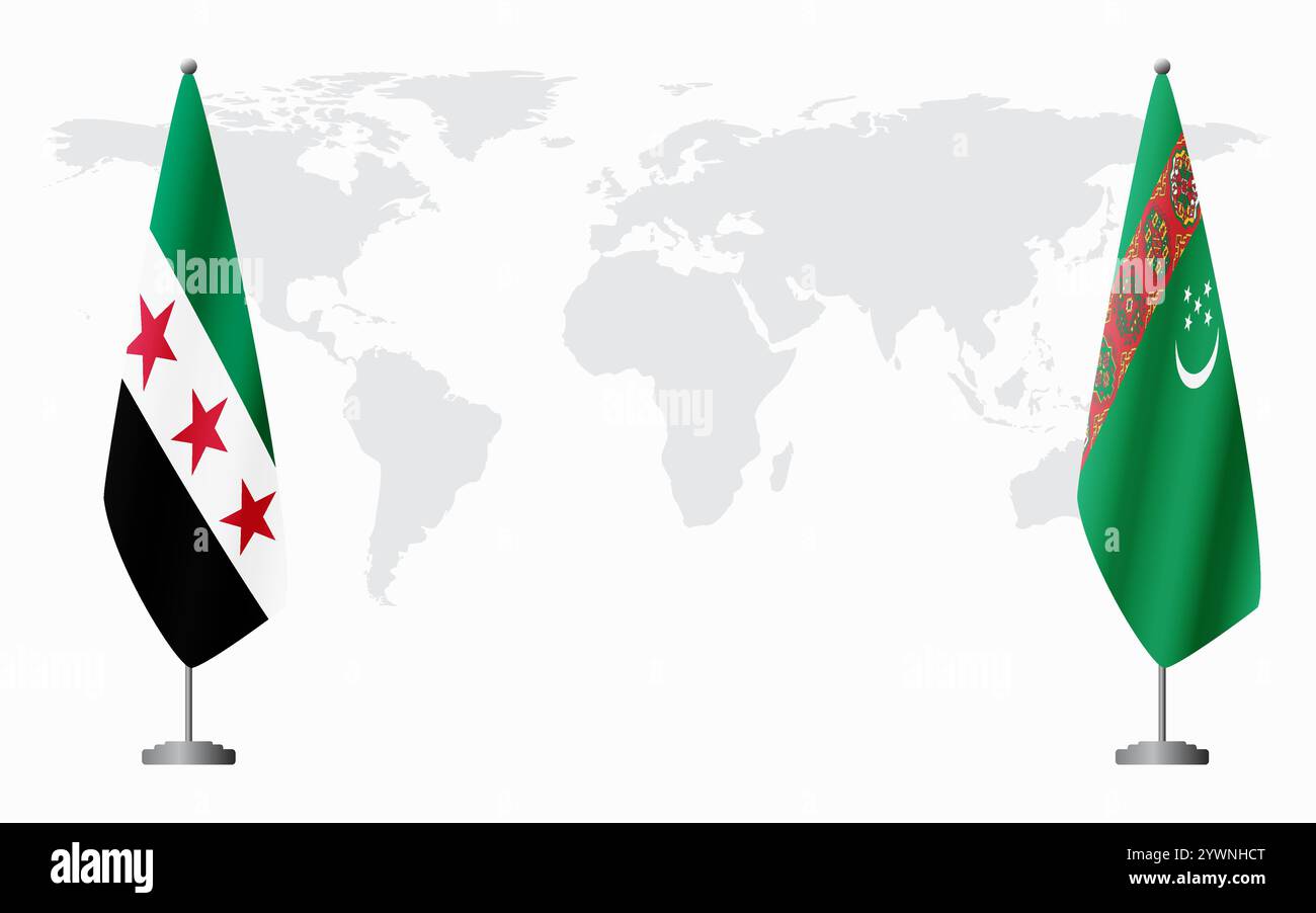 Syrian Revolution and Turkmenistan flags for official meeting against ...