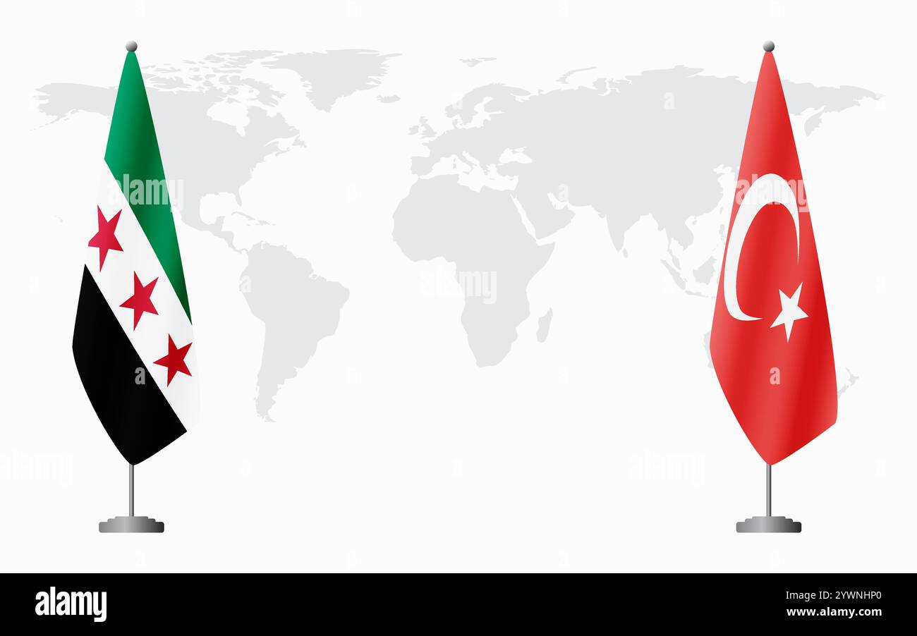 Syrian Revolution and Turkey flags for official meeting against ...