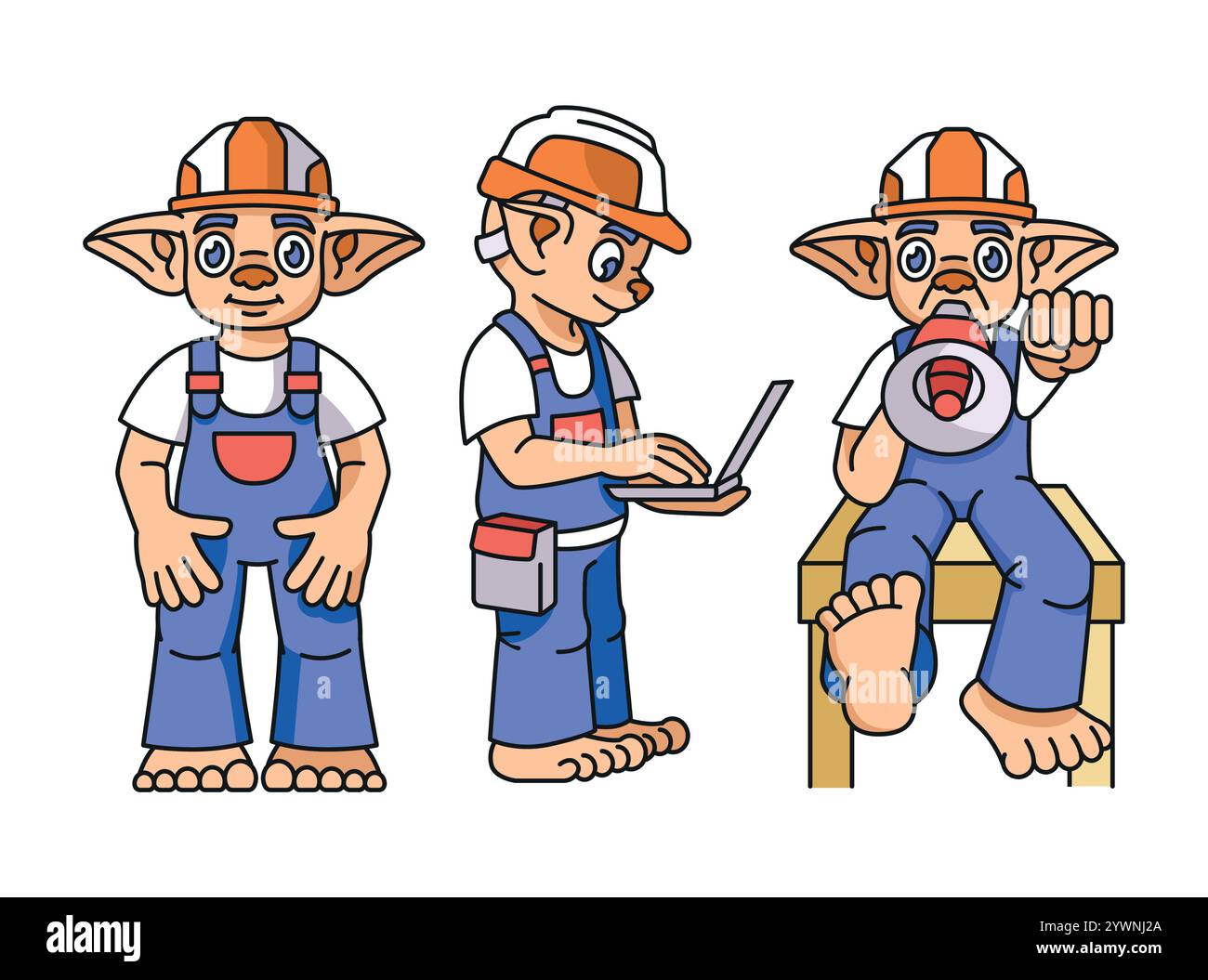 Cute fary tale characters color line illustration. Pose and emotions ...