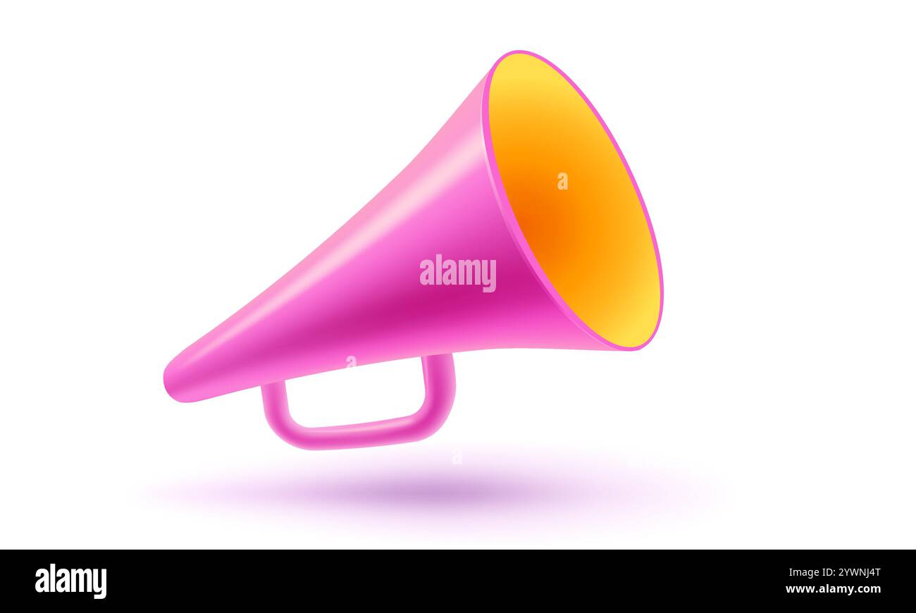 Vector vintage pink megaphone in realistic 3d style. Vector ...