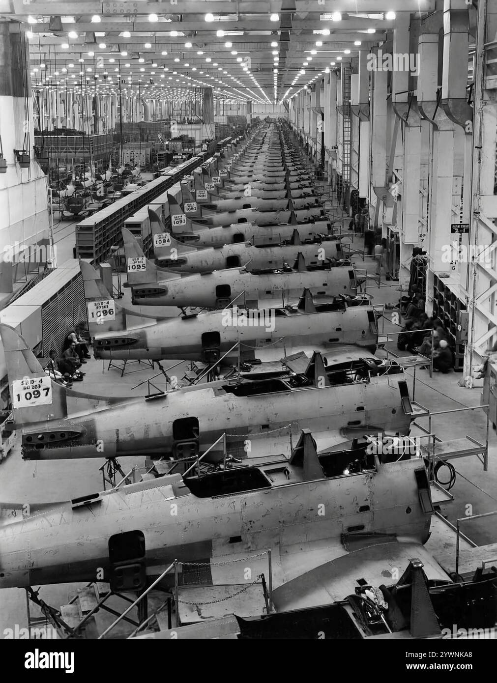 Production line of Douglas SBD Dauntlesses, a World War II American ...