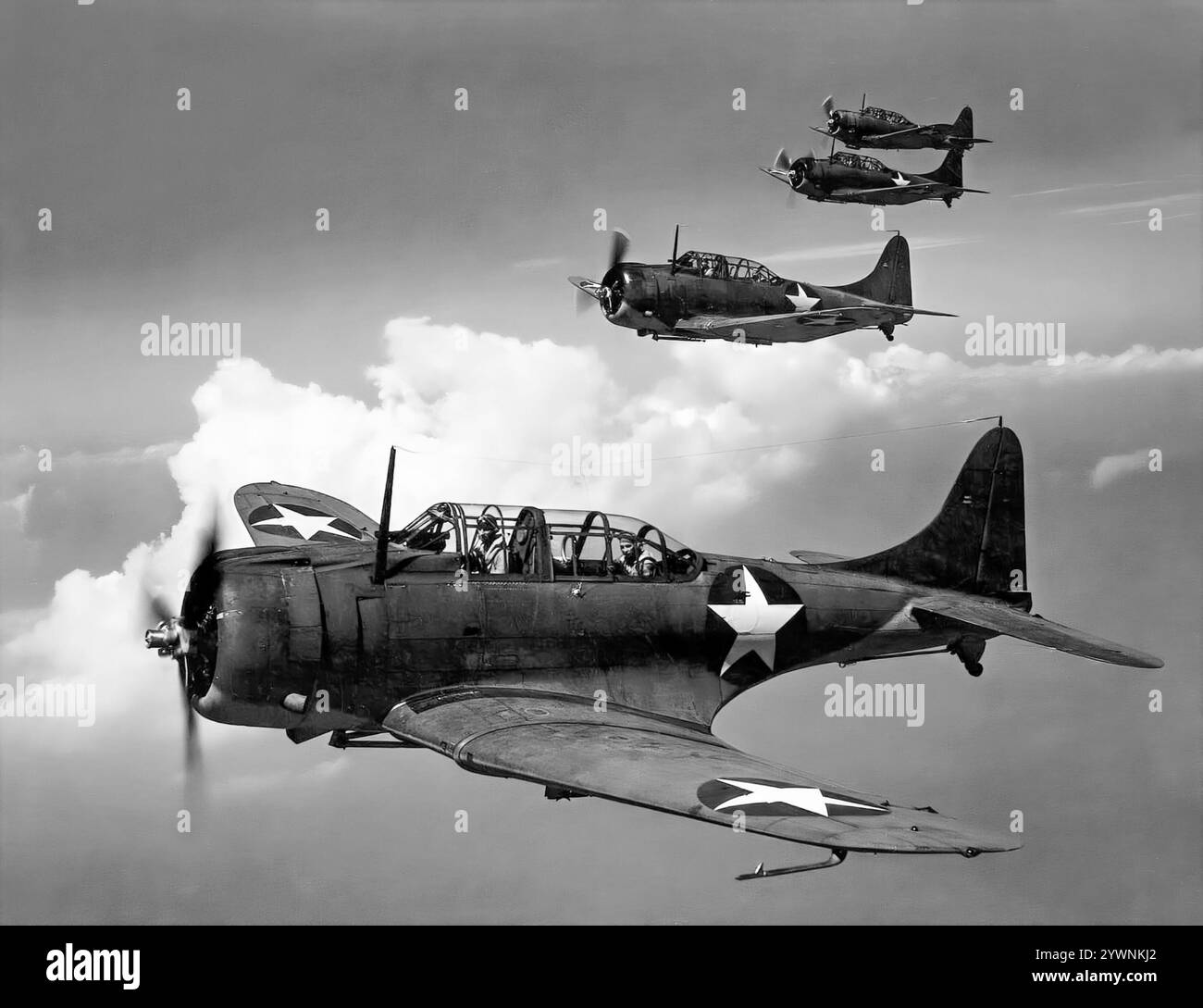 A formation of Douglas SBD Dauntlesses. From 1940 to 1944, the aircraft ...