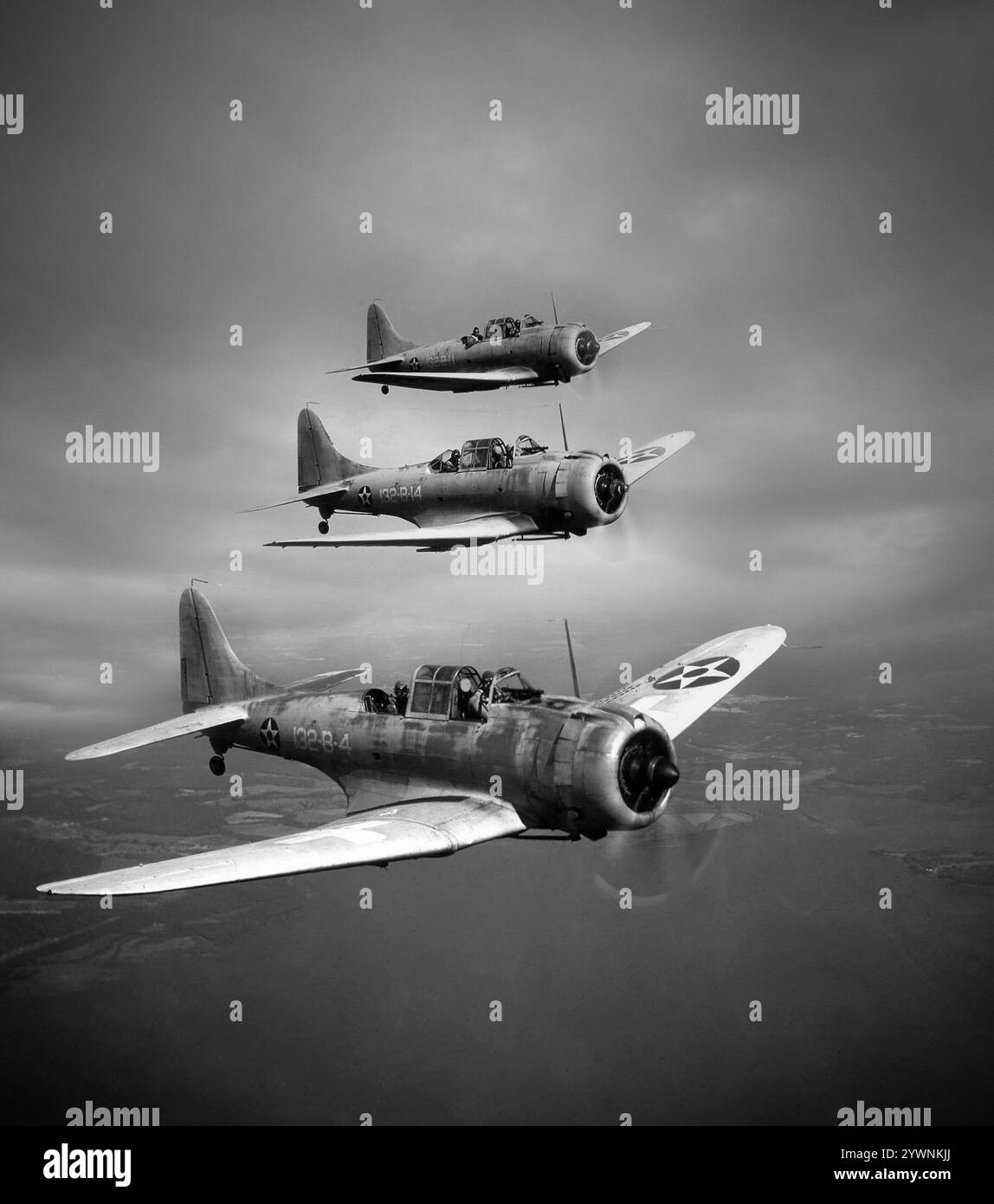 A formation of Douglas SBD Dauntlesses. From 1940 to 1944, the aircraft ...