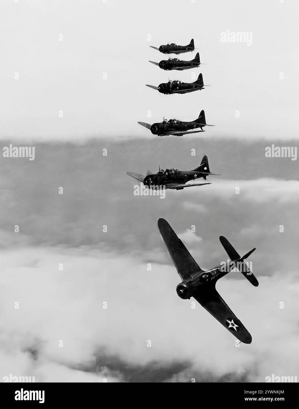 A formation of Douglas SBD Dauntlesses. From 1940 to 1944, the aircraft ...