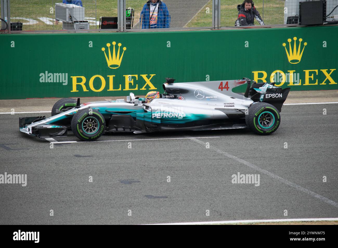 Lewis Hamilton in the 2017 Mercedes F1 race car at Silverstone Stock ...