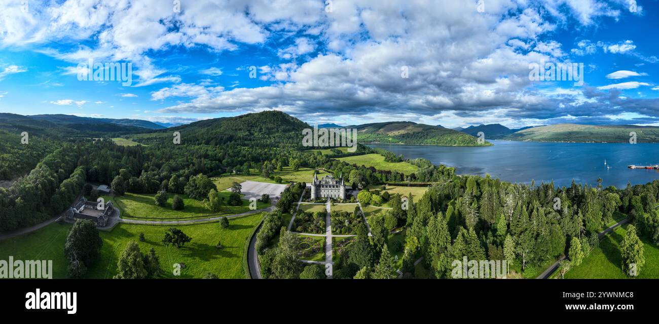 Aerial view of Inveraray Castle in Argyll and Bute. It is the seat of ...
