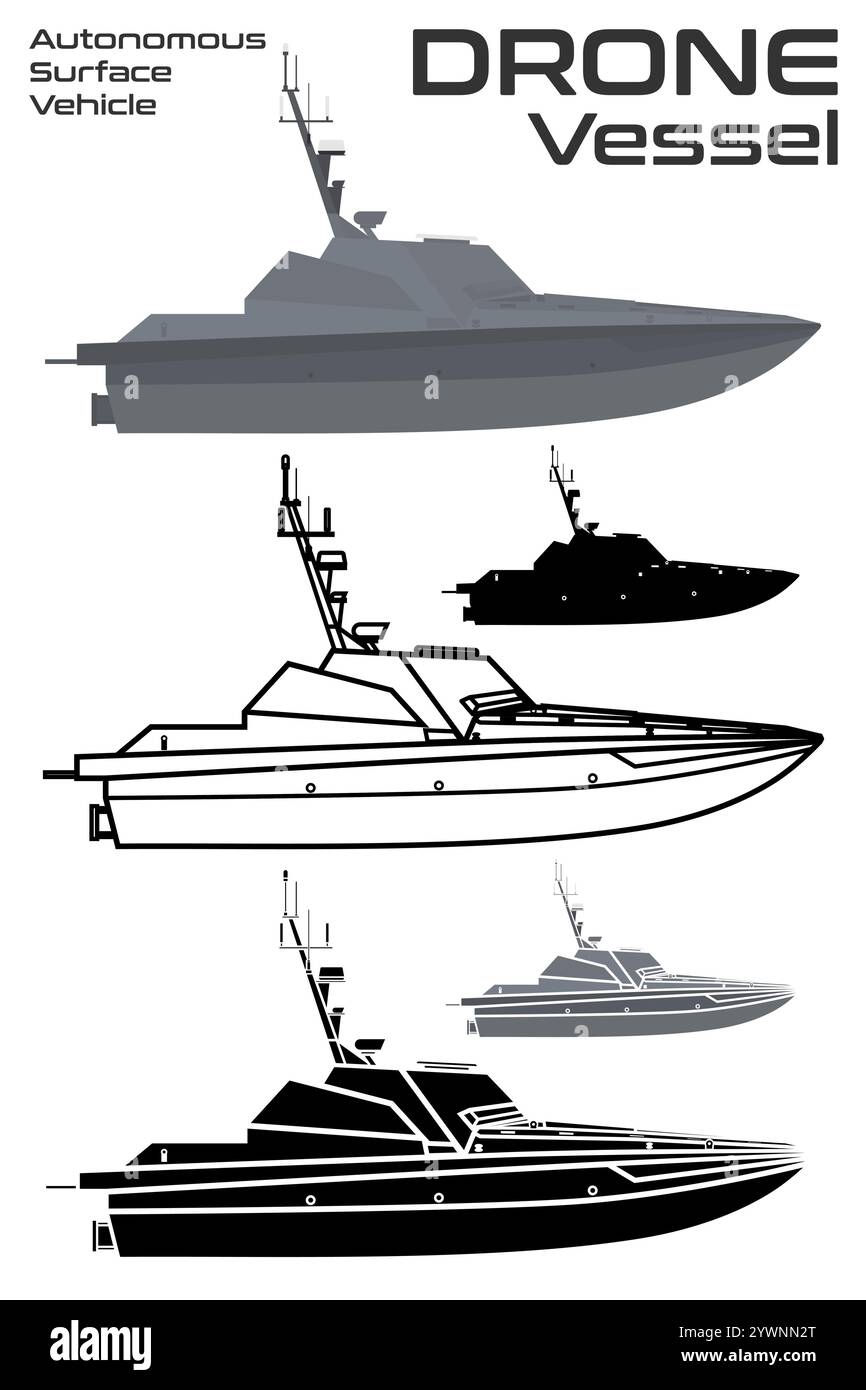 Autonomous surface vehicle ASV Robot Ship drone USA vector illustration Stock Vector Image & Art ...