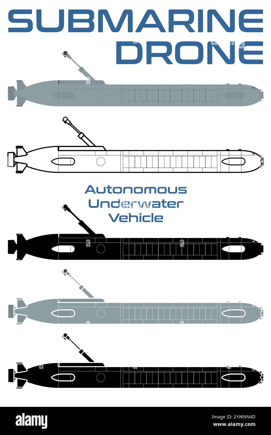 Unmanned Submarine vehicle drone submersive USA Stock Vector Image ...