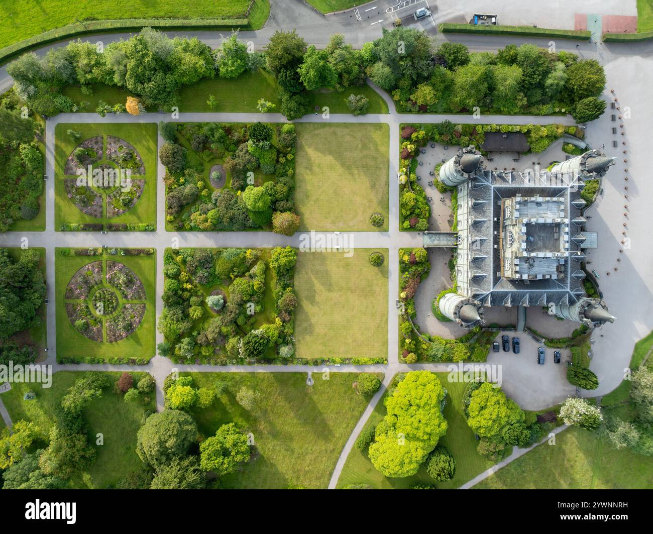 Aerial view of Inveraray Castle in Argyll and Bute. It is the seat of ...