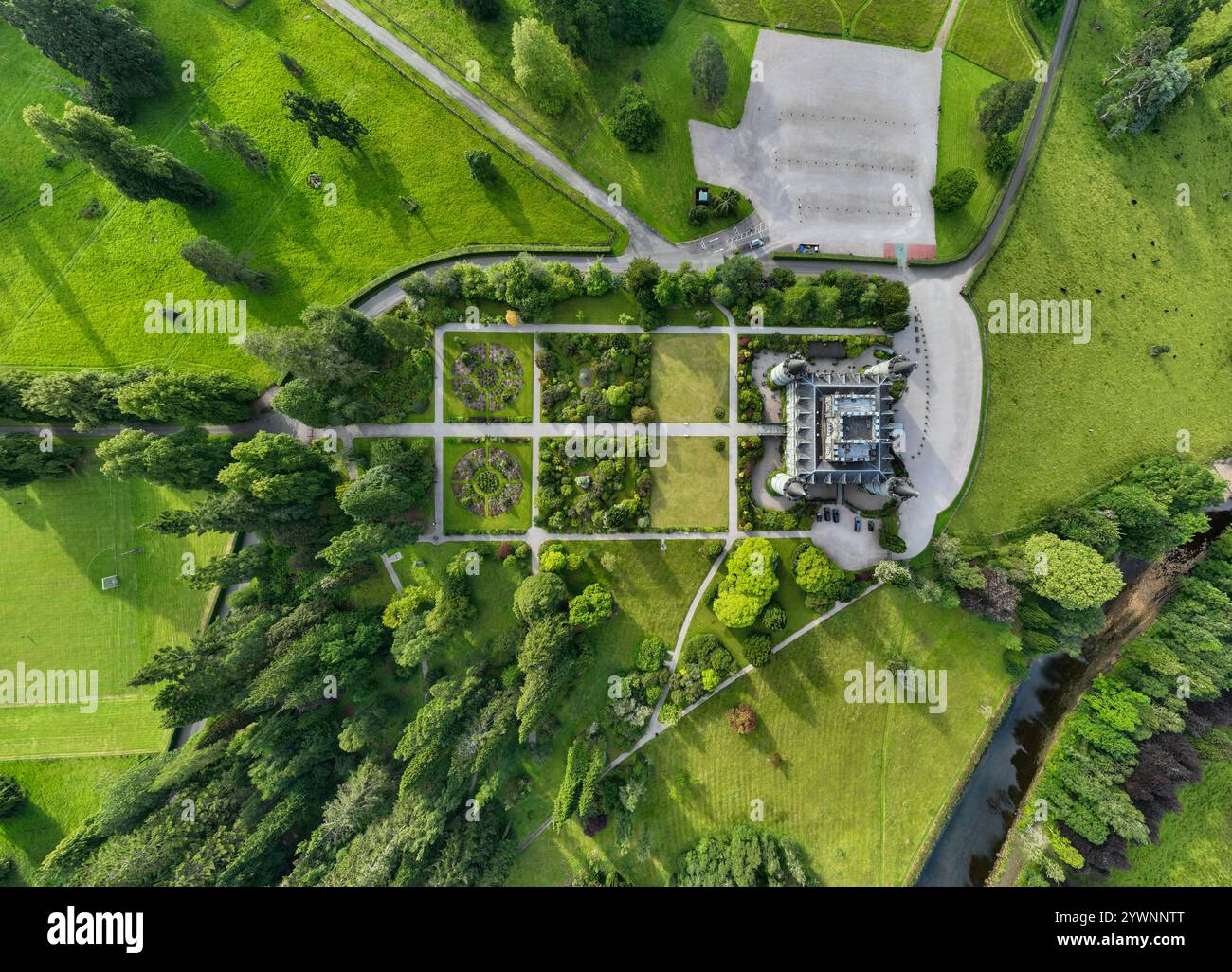 Aerial view of Inveraray Castle in Argyll and Bute. It is the seat of ...